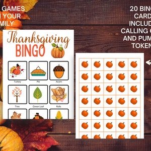 20 THANKSGIVING Bingo Cards, Printable THANKSGIVING Bingo, Family Party ...