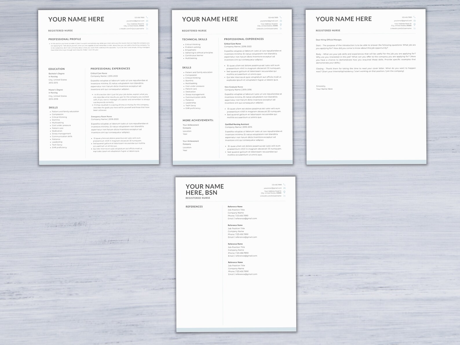 Nurse/medical Professional Resume Template With Bonus! Cover Letter ...