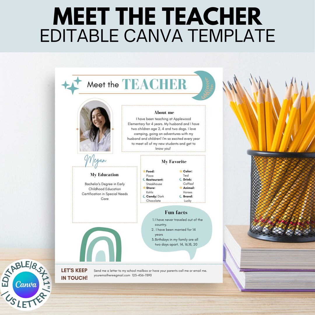 Editable Meet the Teacher Template | Canva Template | Elementary ...