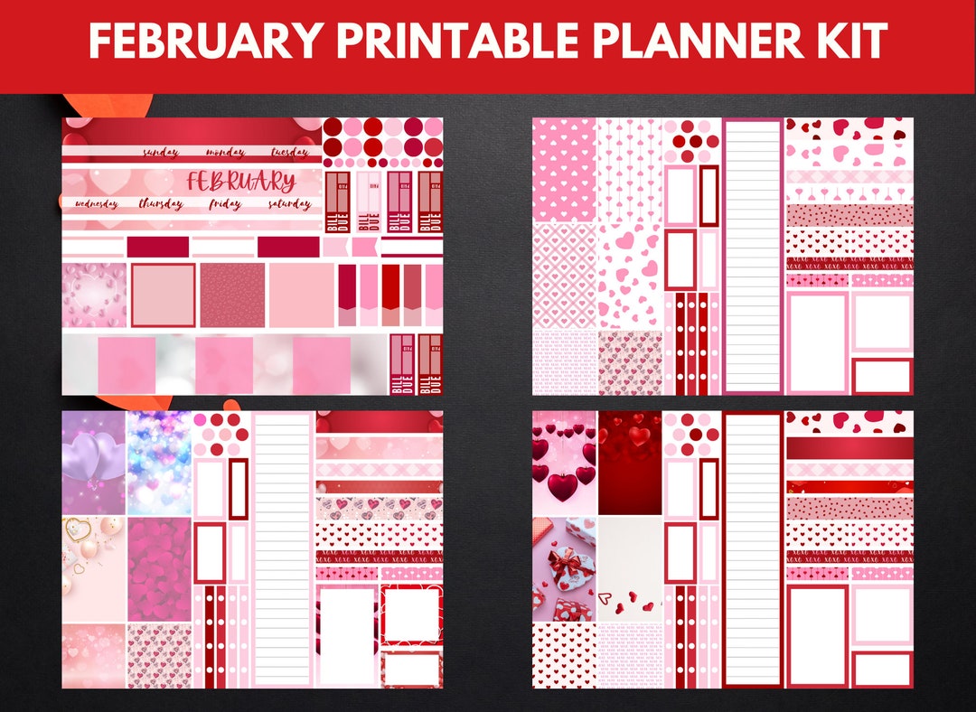 February Happy Planner | Printable Planner Sticker Kit - Etsy