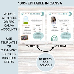 Editable Meet the Teacher Template | Canva Template | Elementary ...