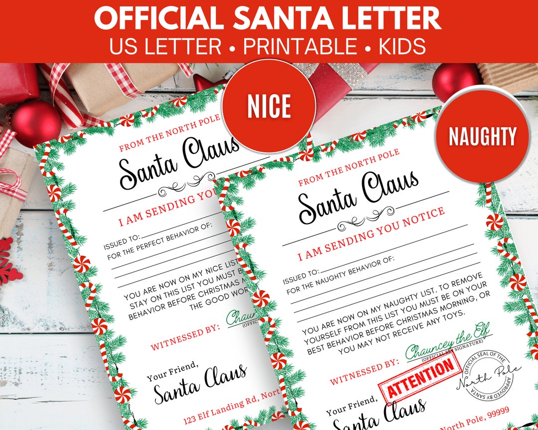 Letters From Santa | Naughty or Nice | DIGITAL FILE | Perfect for Your ...