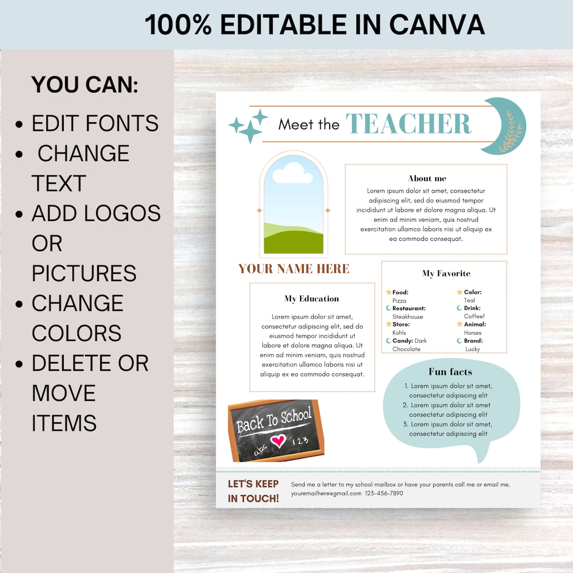 Editable Meet the Teacher Template | Canva Template | Elementary ...