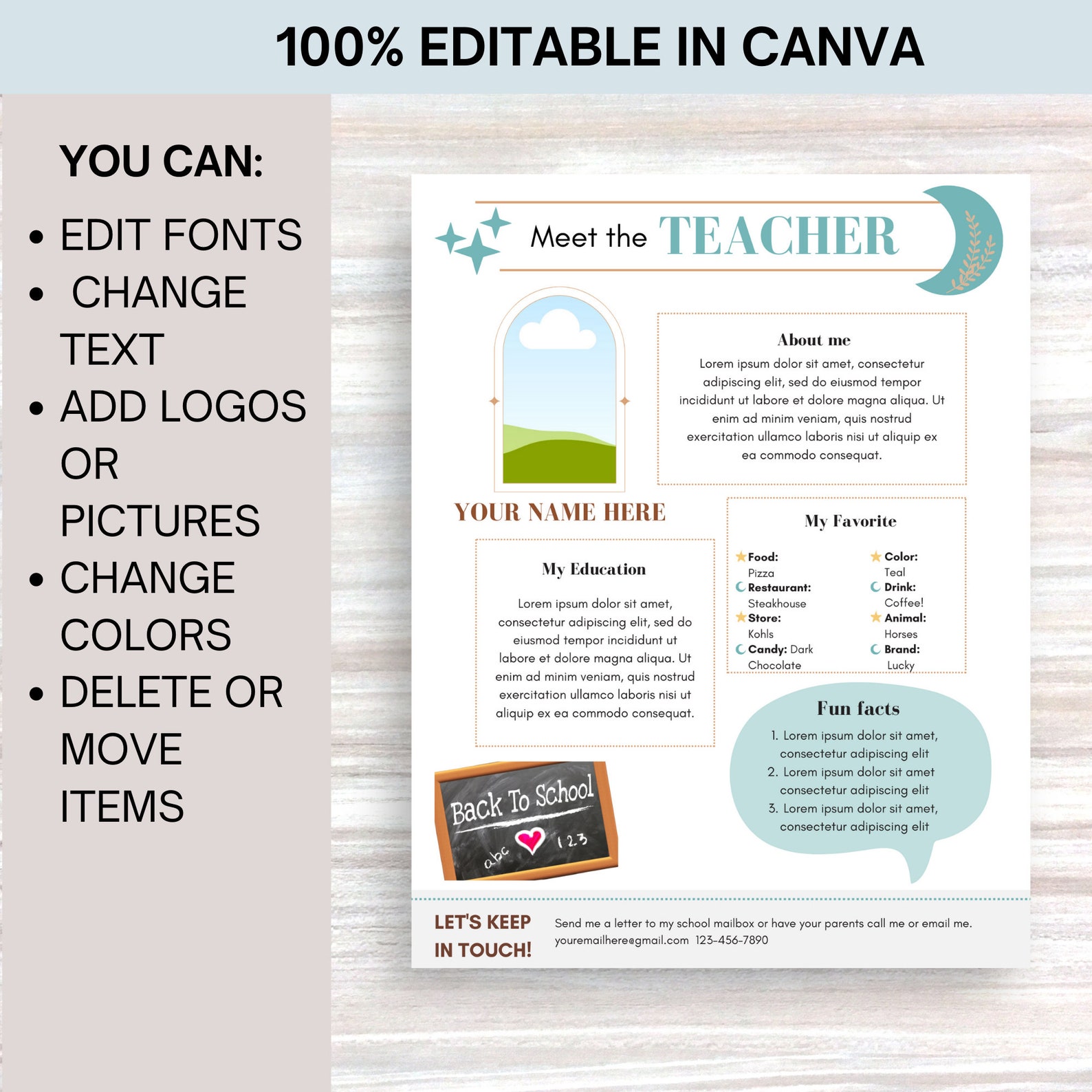Editable Meet the Teacher Template | Canva Template | Elementary ...