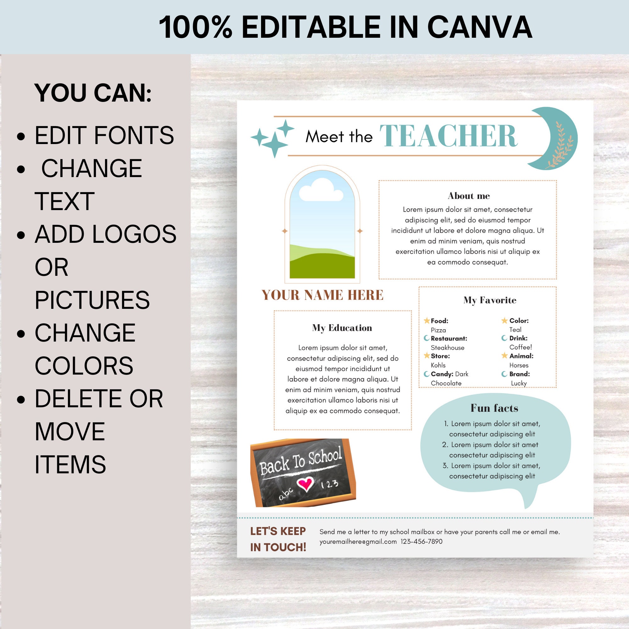 Editable Meet the Teacher Template | Canva Template | Elementary ...