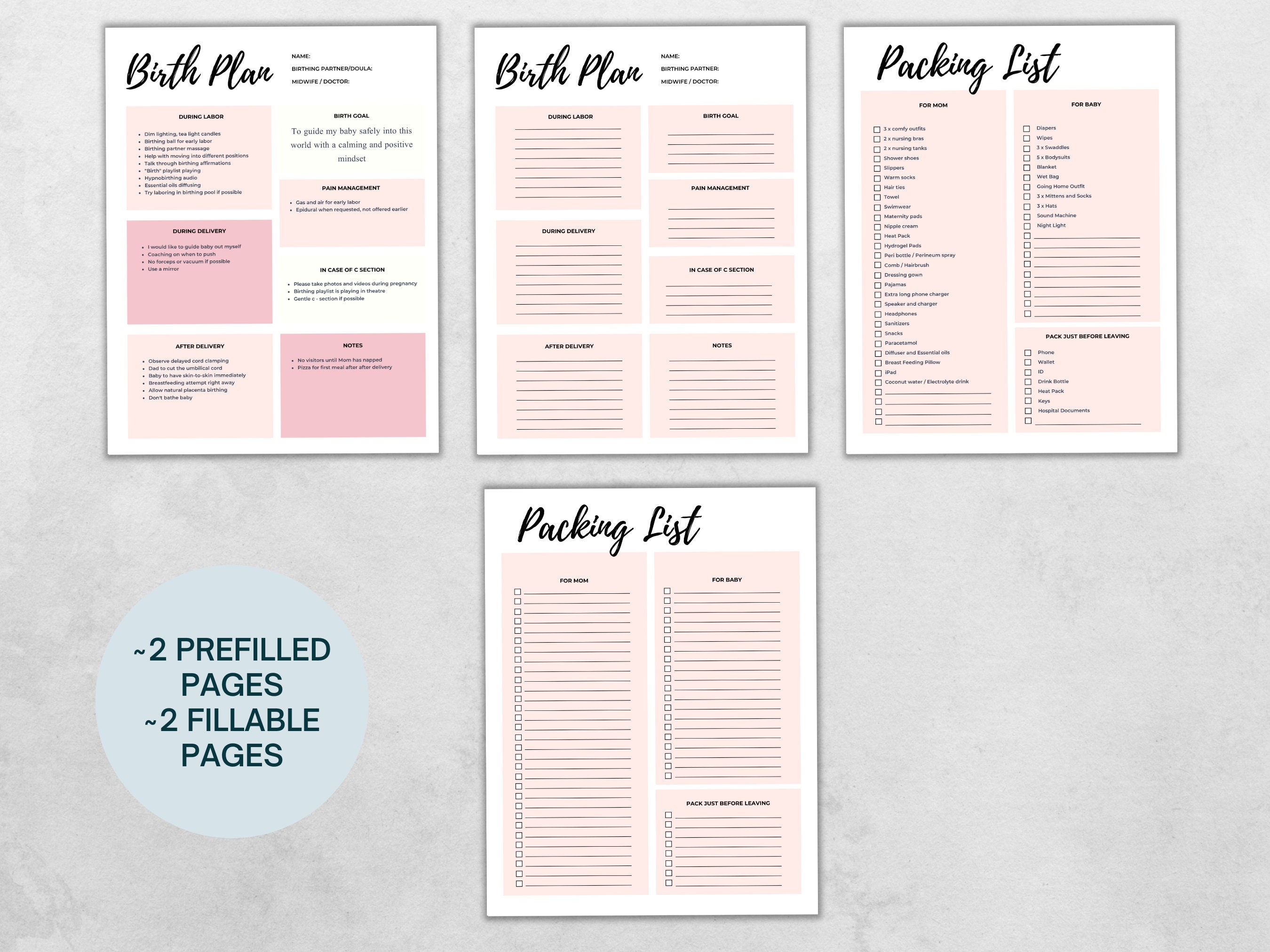 Birth Plan Template, Printable Birth Preferences, Birthing Plan ...