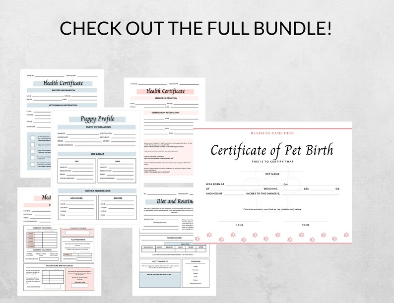 Breeder Puppy Deposit Form Puppy Bundle New Pet Fillable PDF Puppy ...