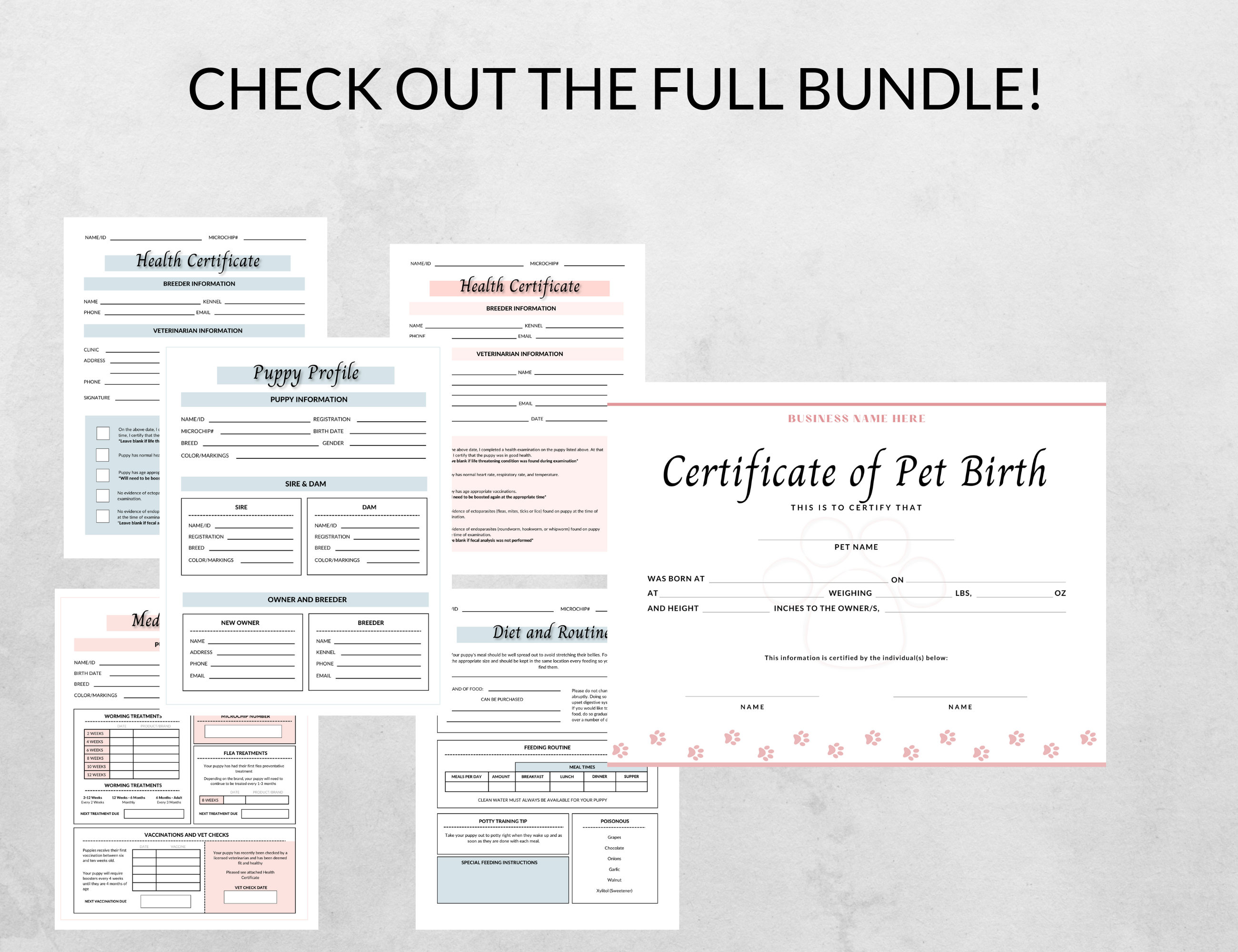 Breeder Puppy Deposit Form Puppy Bundle New Pet Fillable PDF Puppy ...
