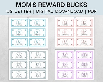EDITABLE Mom Bucks Printable Reward Bucks Good Behavior Bucks Chore ...