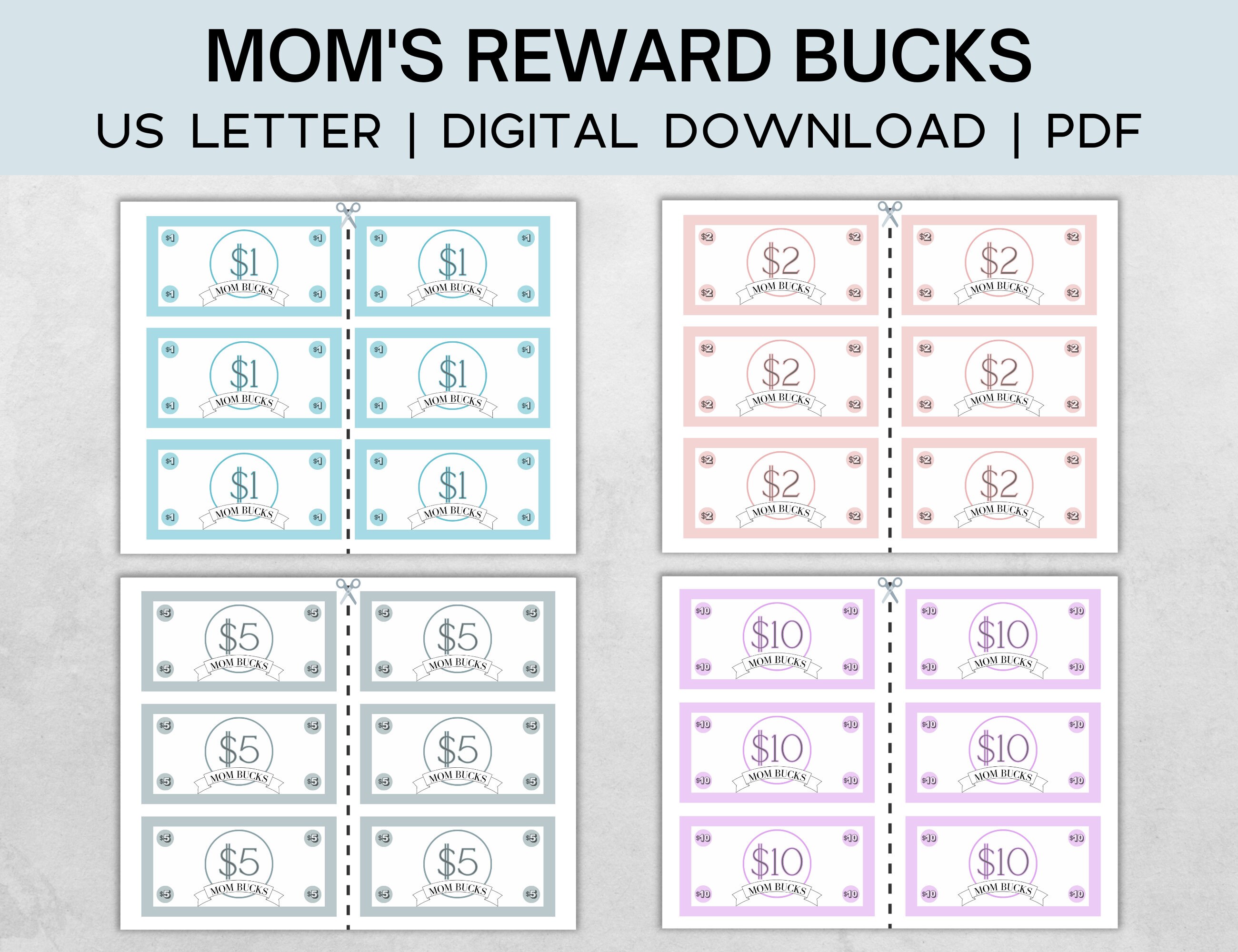 Mom Bucks | Reward Bucks | Excellent Behavior Bucks | Chore Bucks for ...
