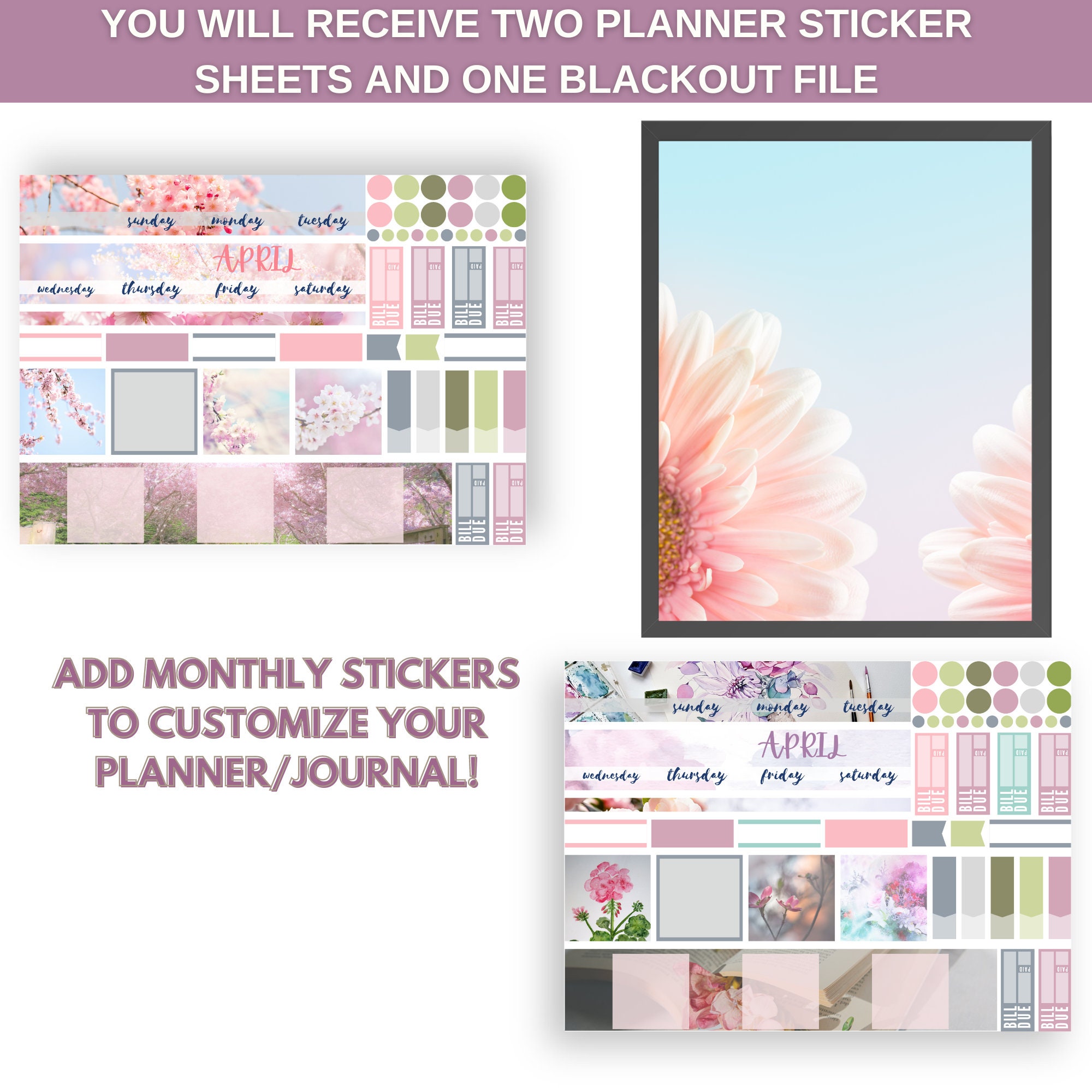 April Sticker Kit, April Monthly Sticker Bundle, Digital Planner ...