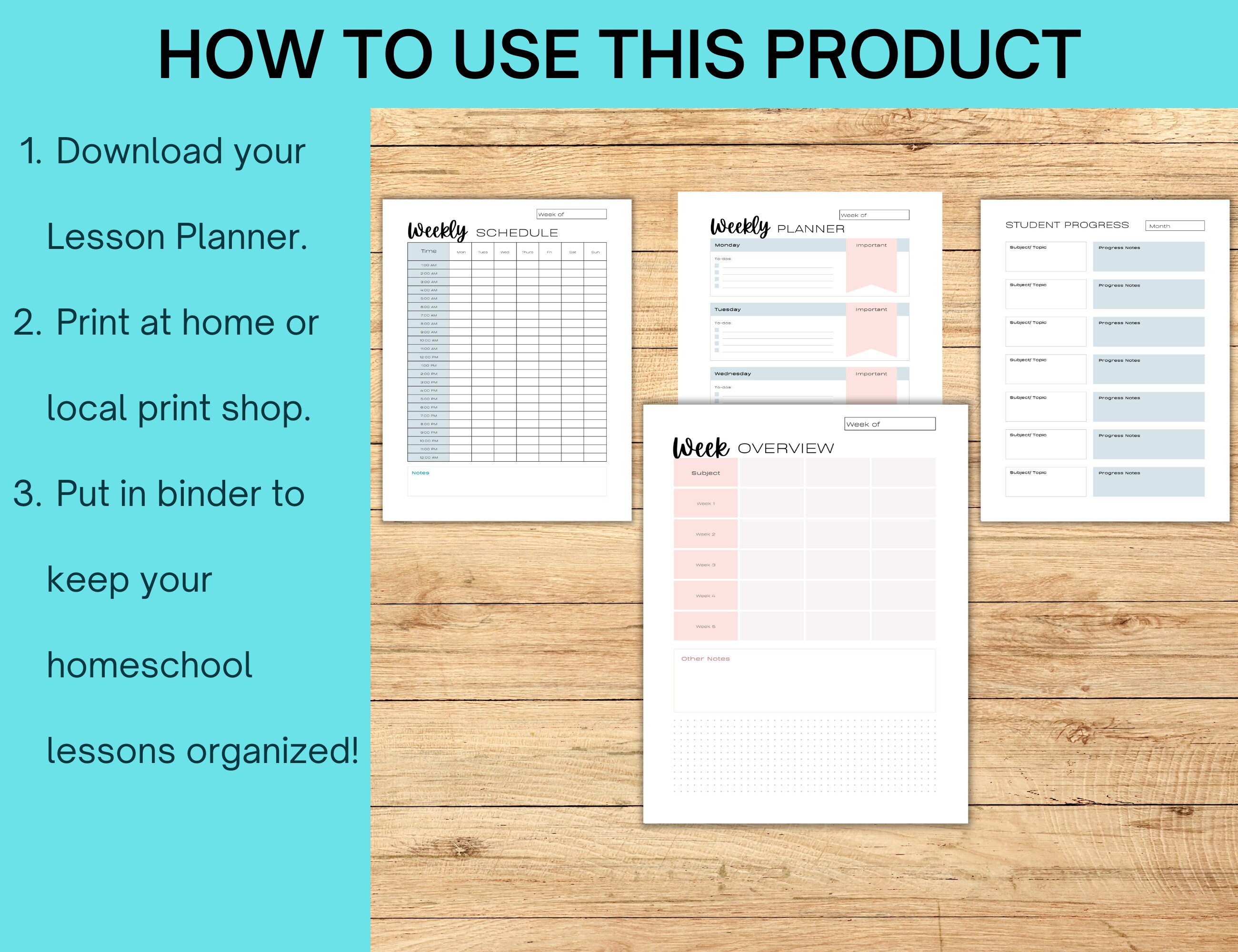 Printable Homeschool Lesson Organizer | Academic Planner | Subject ...