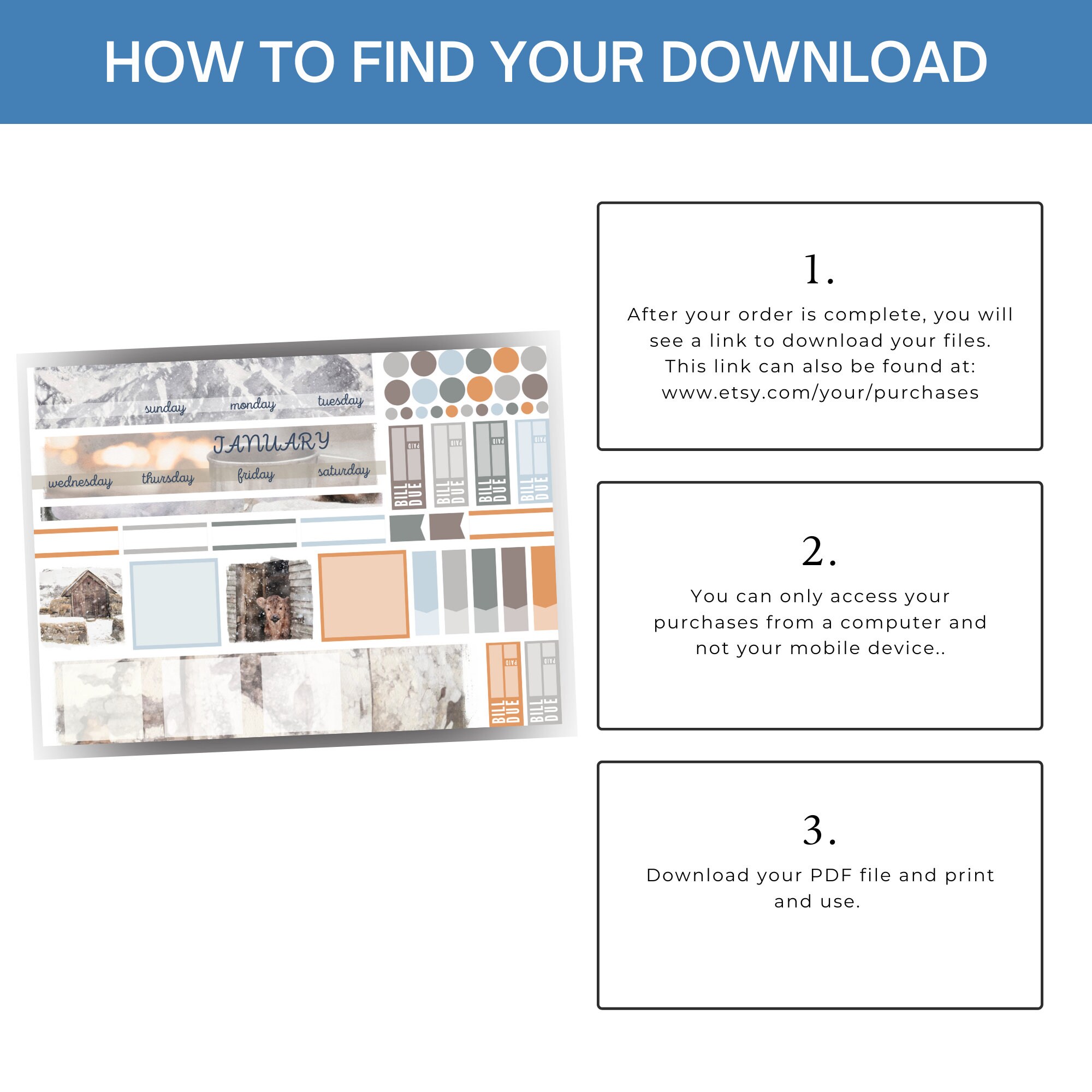 Planner Sticker Bundle | WINTER Monthly Sticker Bundle | Digital ...