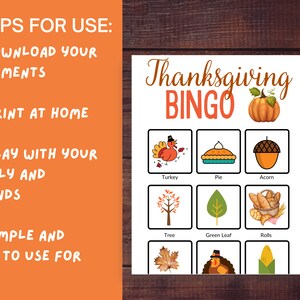 20 THANKSGIVING Bingo Cards, Printable THANKSGIVING Bingo, Family Party ...