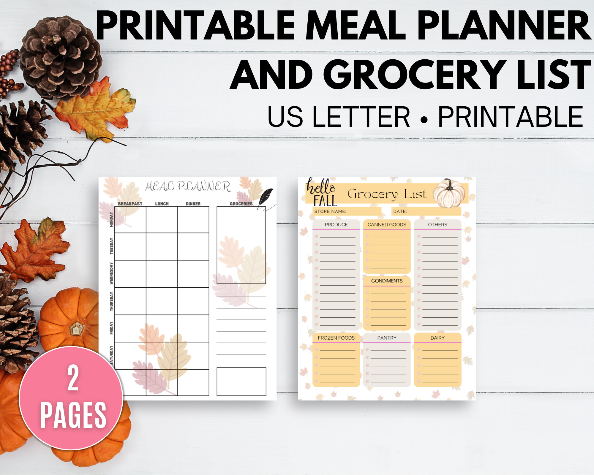 Fall Meal Plan Template, Autumn Grocery List Printable, Cold Weather ...