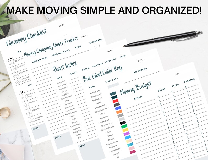 Moving Checklist Moving Planner Kit Moving Planner Bundle Printable Moving Binder Moving To Do