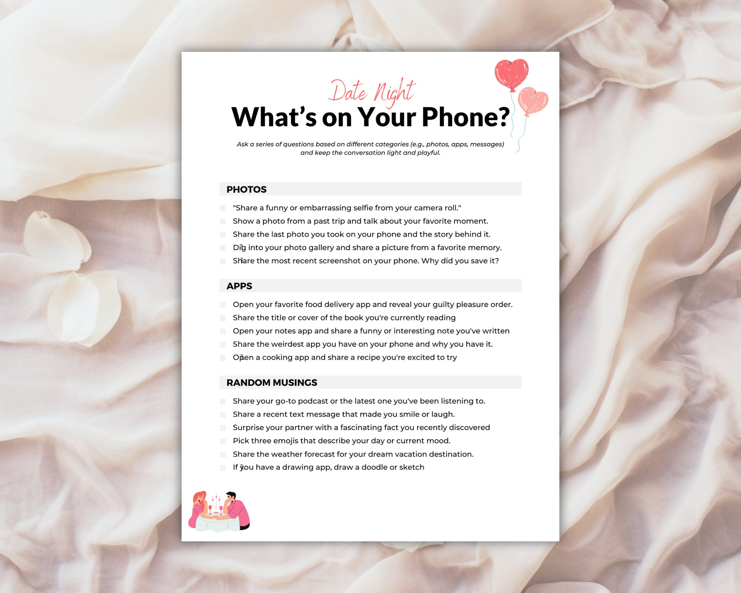 Date Night Printable Game Valentine's Day Party Game Couples Quiz Date ...