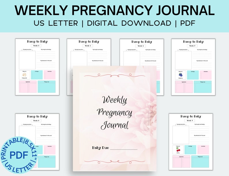 Pregnancy Week by Week Printable | Pregnancy Journal | Weekly Organizer ...