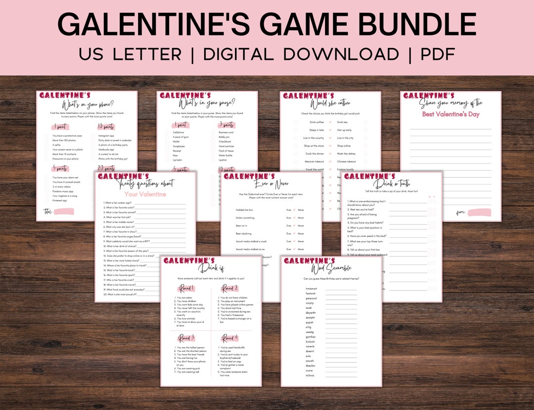 Galentine's Day Game Bundle | Girls Night | Printable Galentine's Day ...