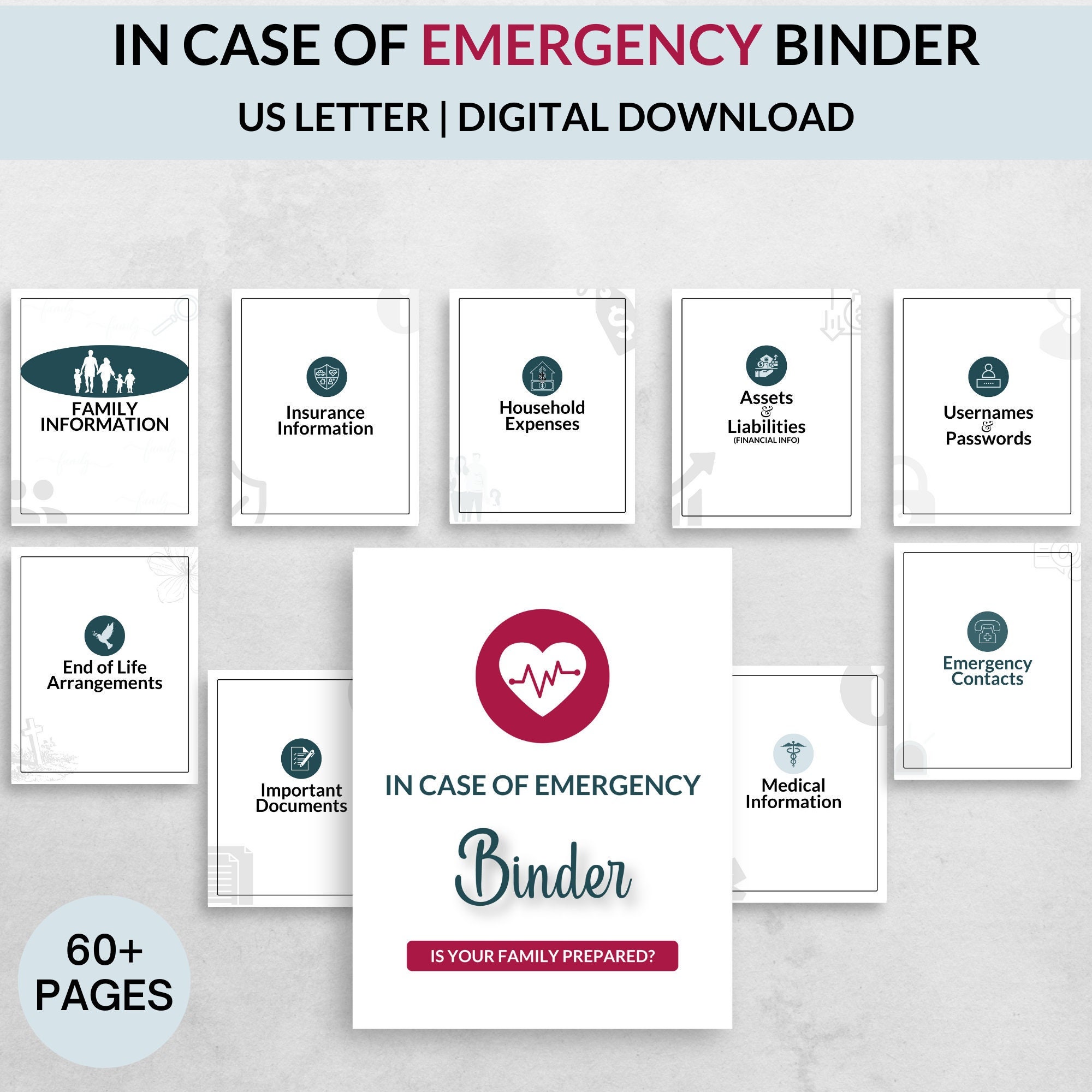 Emergency Binder | Funeral | End of Life Planner | Household Binder ...