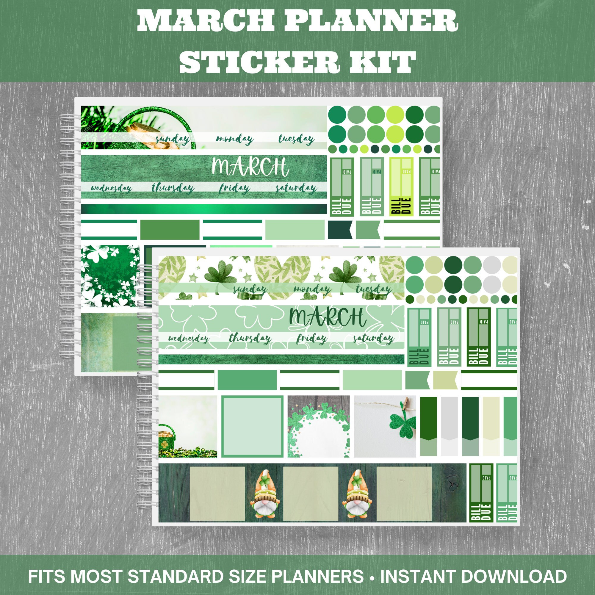 March Sticker Kit | March Monthly Sticker Bundle | Digital Planner ...