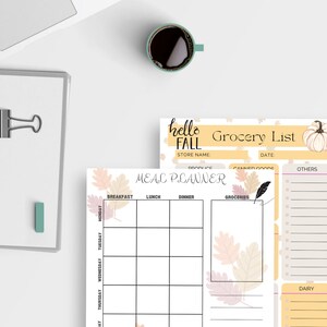 Fall Meal Plan Template, Autumn Grocery List Printable, Cold Weather ...