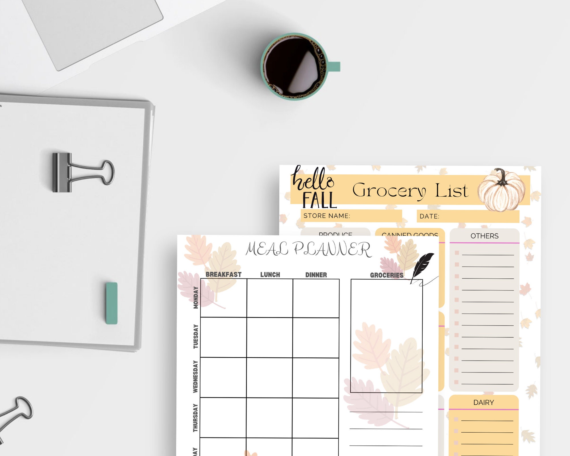 Fall Meal Plan Template, Autumn Grocery List Printable, Cold Weather ...