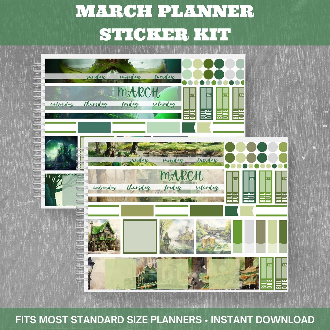 March Sticker Kit | March Monthly Sticker Bundle | Digital Planner ...