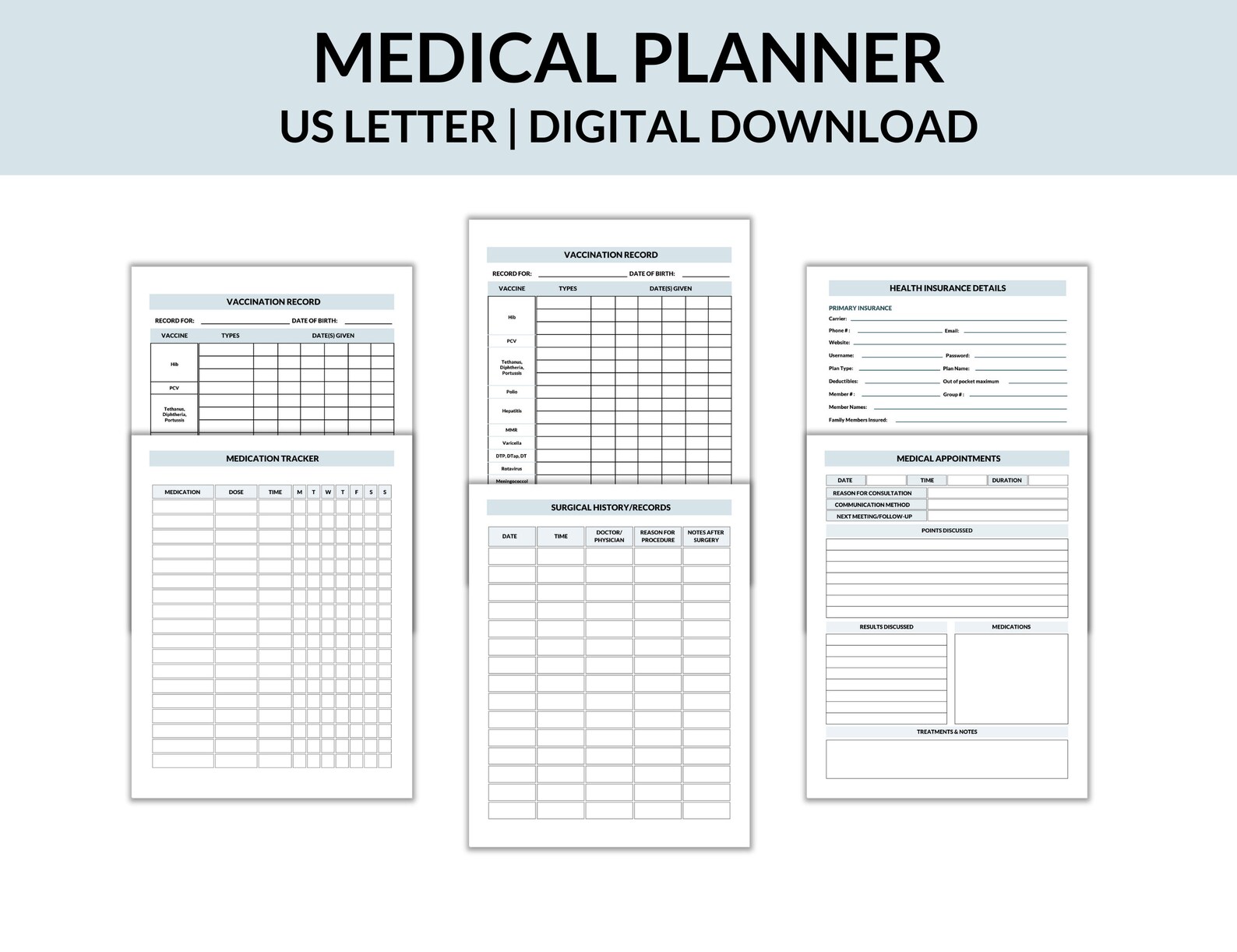 Medical Binder | Medication Tracker | Medical Planner | Digital ...