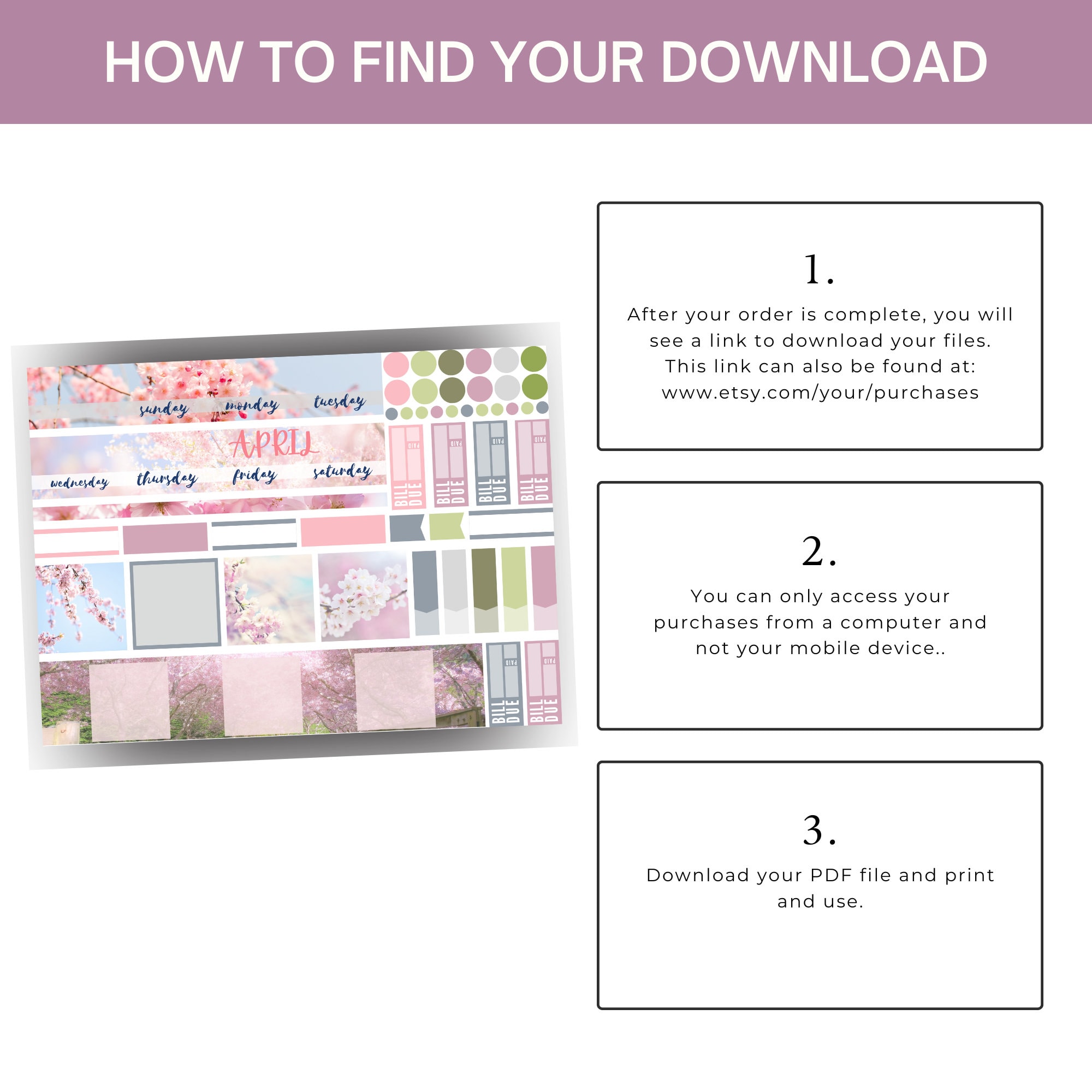 April Sticker Kit, April Monthly Sticker Bundle, Digital Planner ...