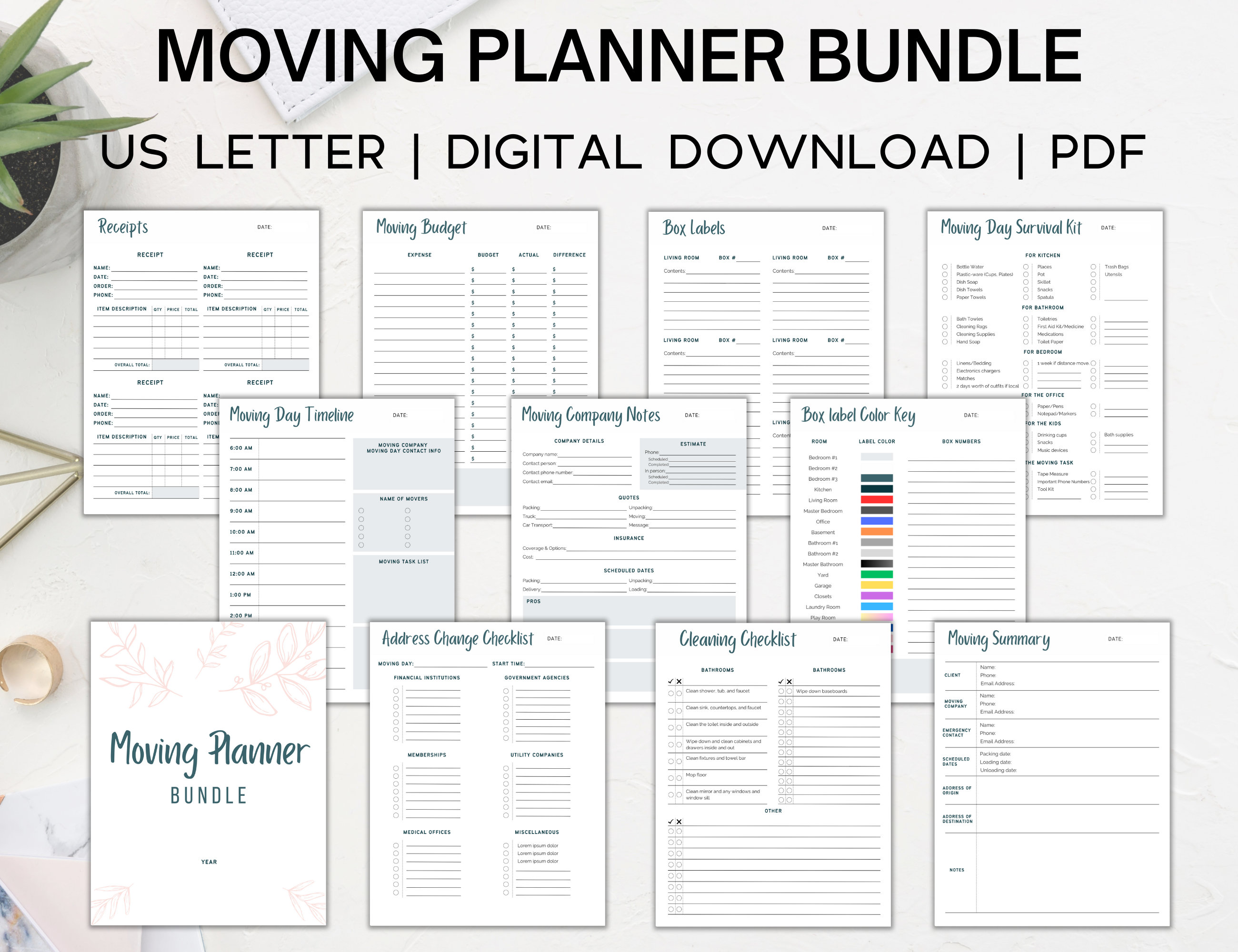 Moving Checklist | Moving Planner Kit | Moving Planner Bundle Printable ...