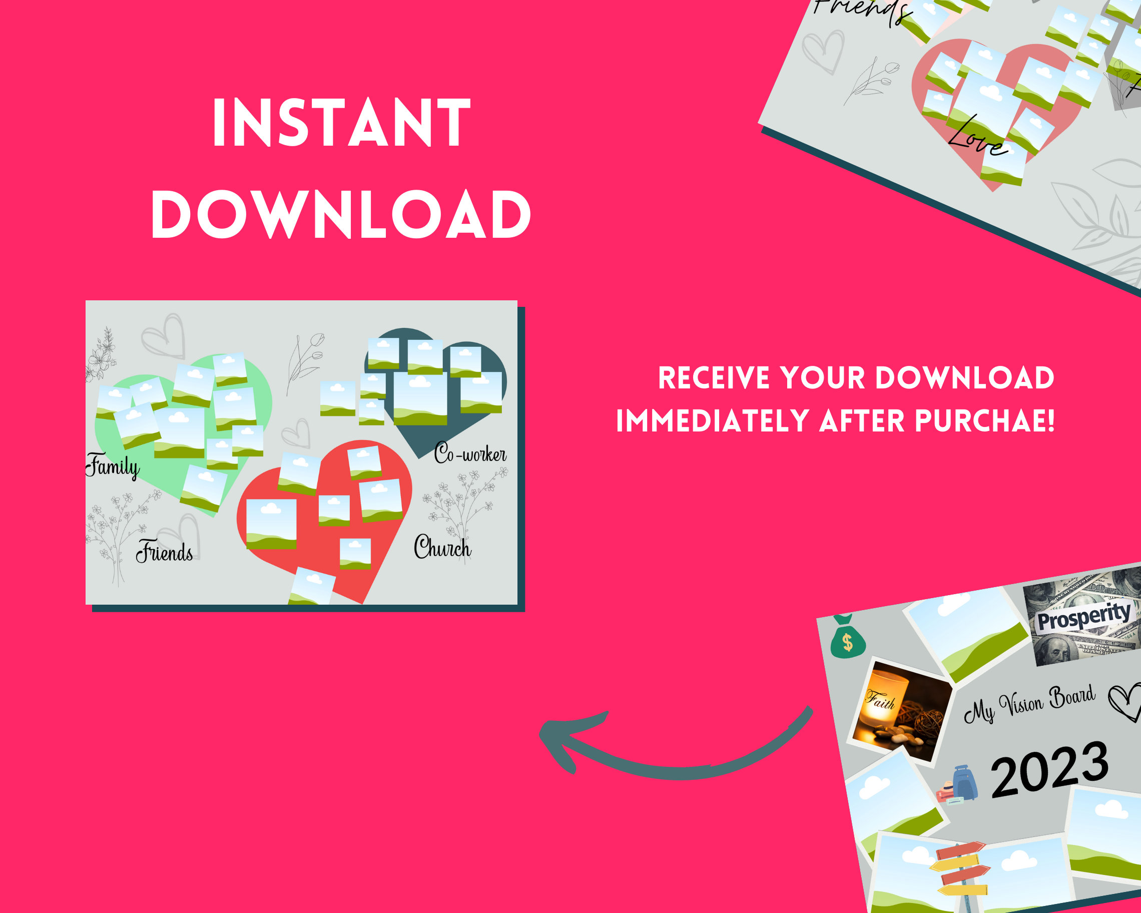 Vision Board Template, Desktop Wallpaper, Editable in Canva, Computer ...