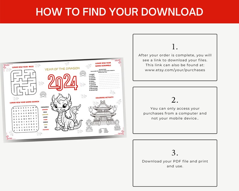 Lunar New Year Children's Activity Placemat | Year of the Dragon Place ...