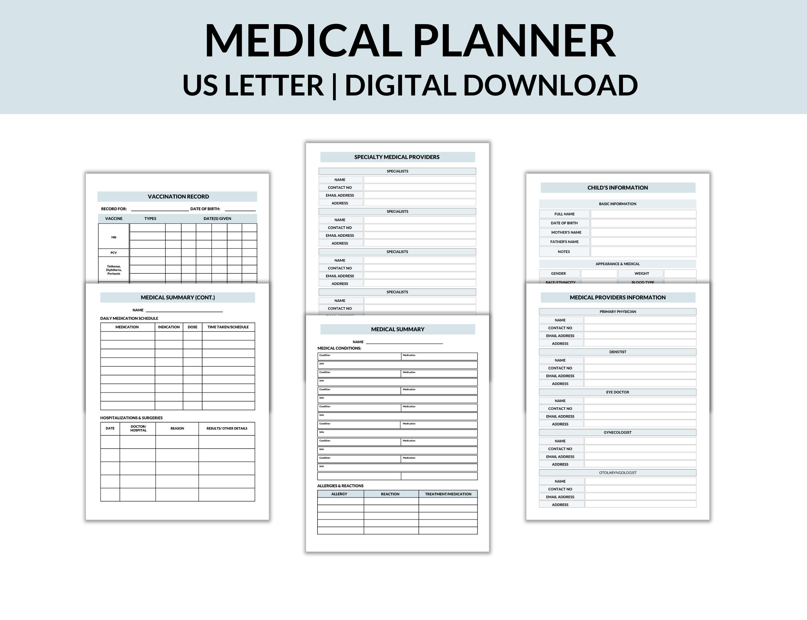 Medical Binder | Medication Tracker | Medical Planner | Digital ...