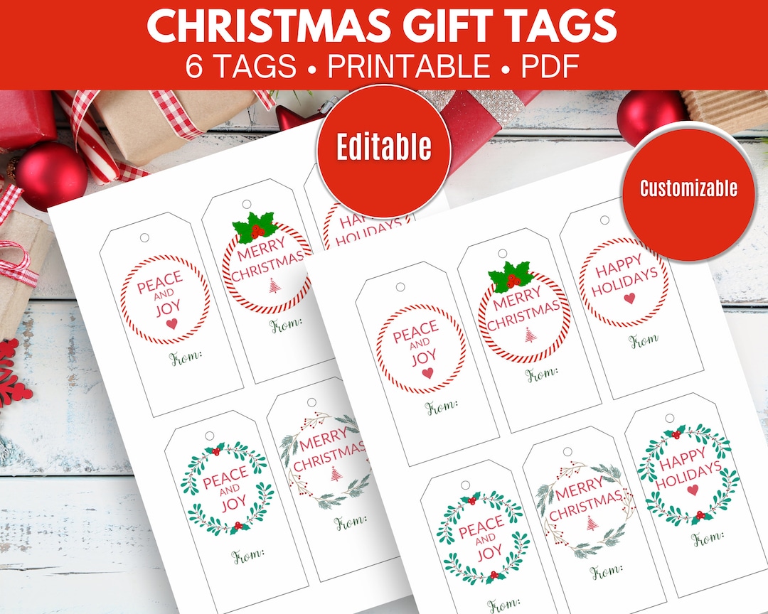 CHRISTMAS Printable Gift Tags, Editable Christmastags Template With ...