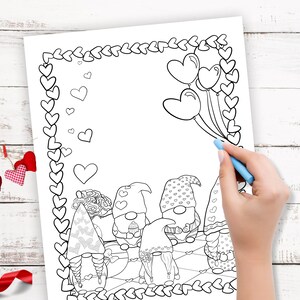 Gnome Valentine's Day Coloring Sheets Valentines Day Gnome Coloring ...