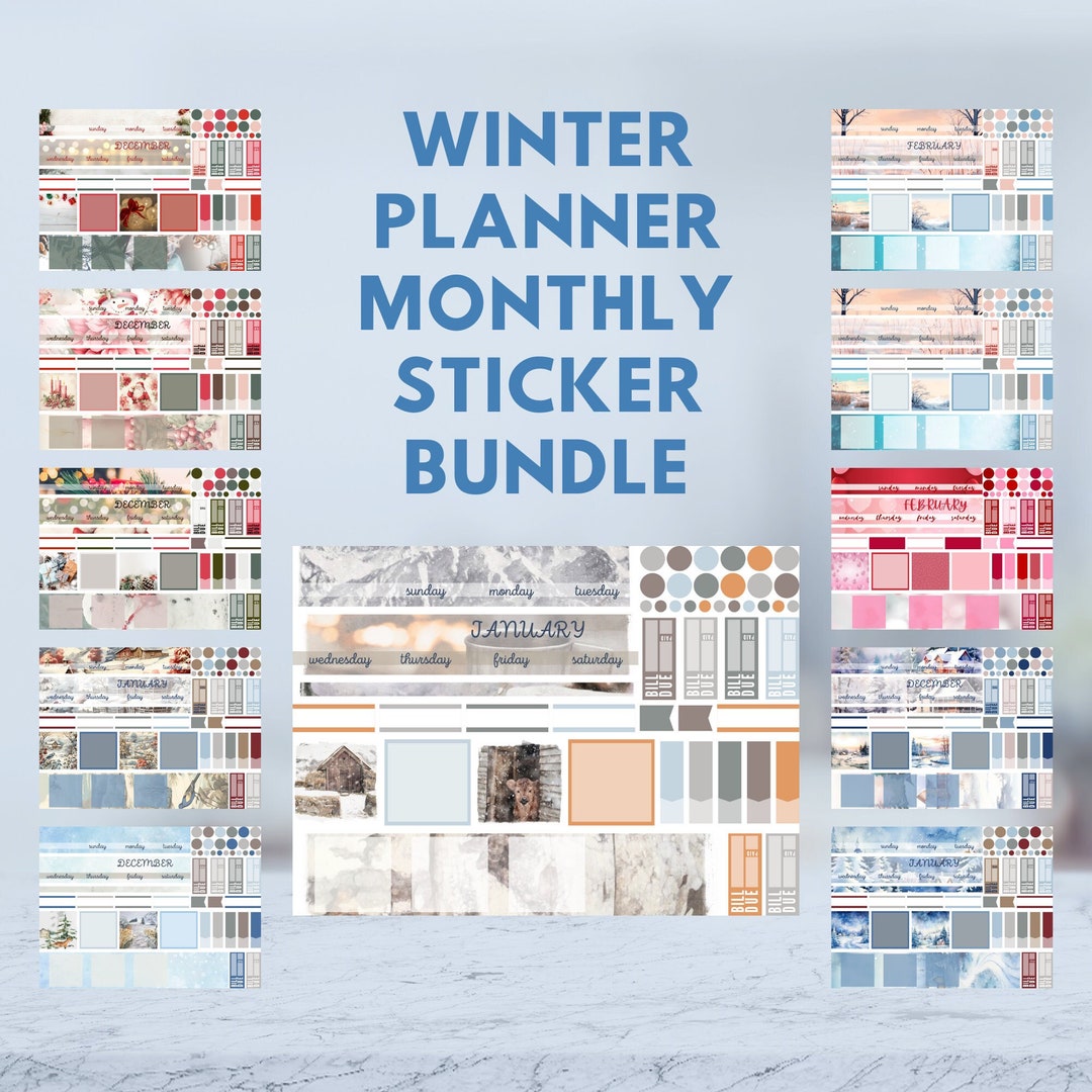 Planner Sticker Bundle | WINTER Monthly Sticker Bundle | Digital ...