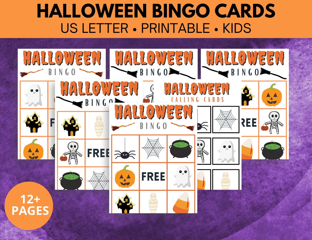 10 Halloween Bingo Cards, Printable Halloween Bingo, Kids Halloween ...
