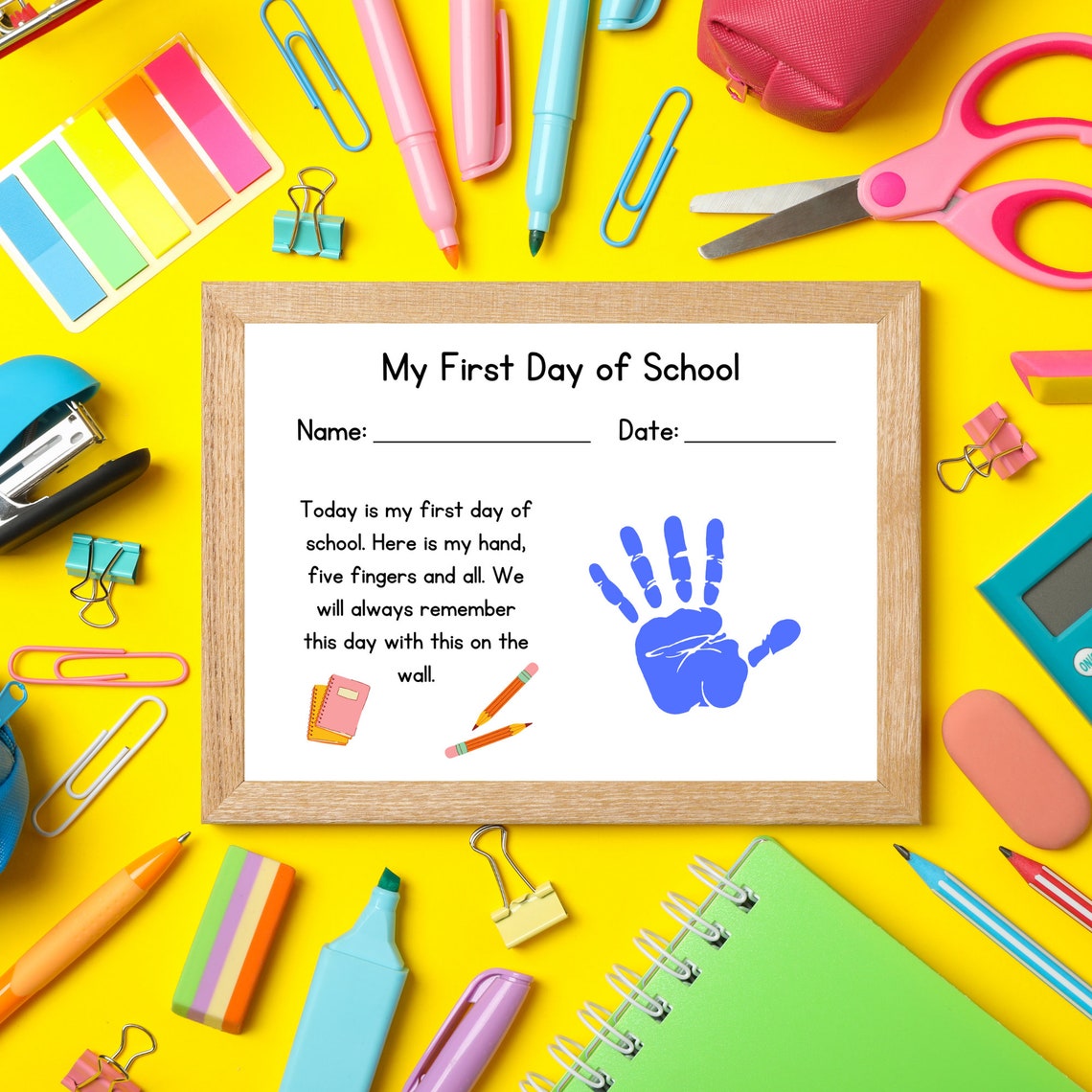 Handprint Preschool Kindergarten First Day of School Craft Handprint ...