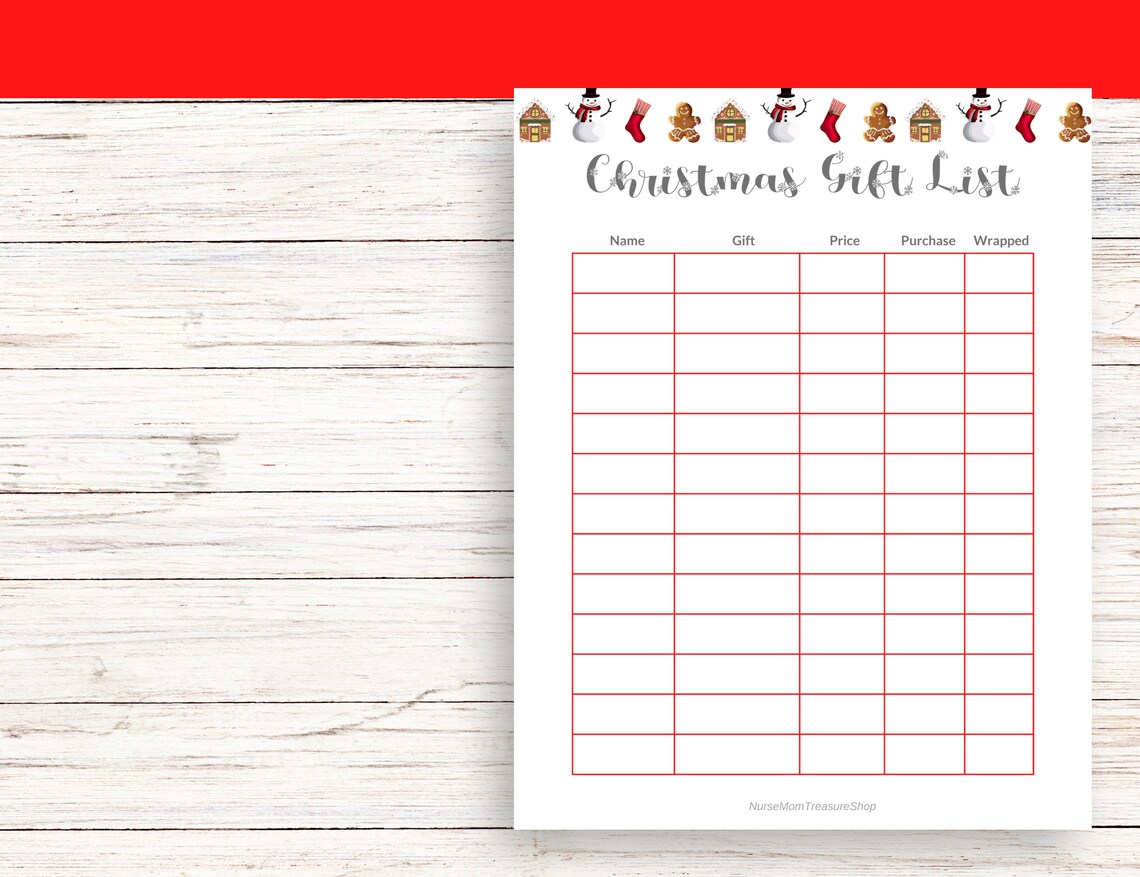 Christmas Gift List Printable | Fillable | Editable PDF | Christmas ...