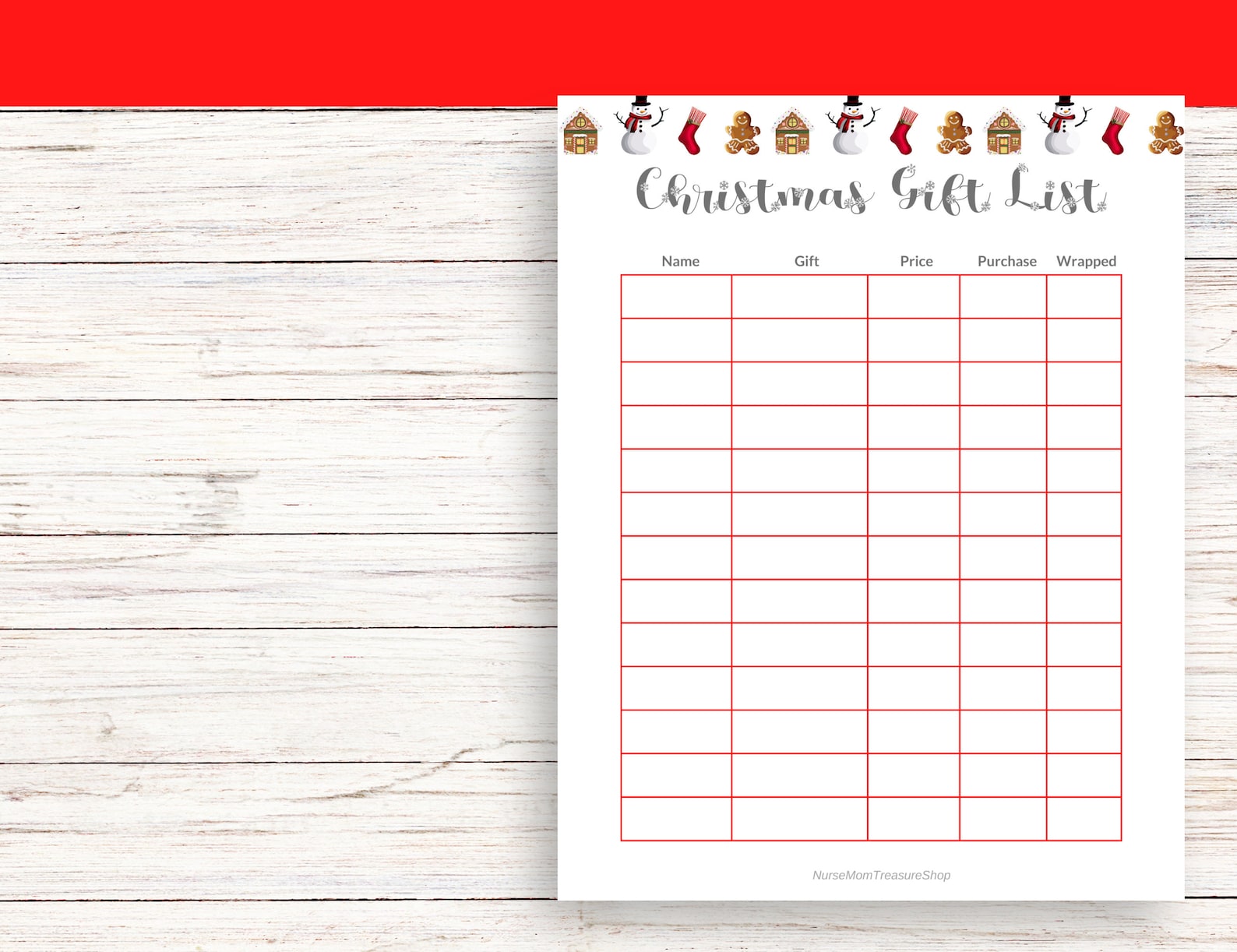 Christmas Gift List Printable | Fillable | Editable PDF | Christmas ...