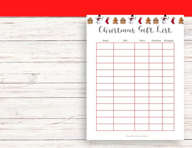 Christmas Gift List Printable | Fillable | Editable PDF | Christmas ...