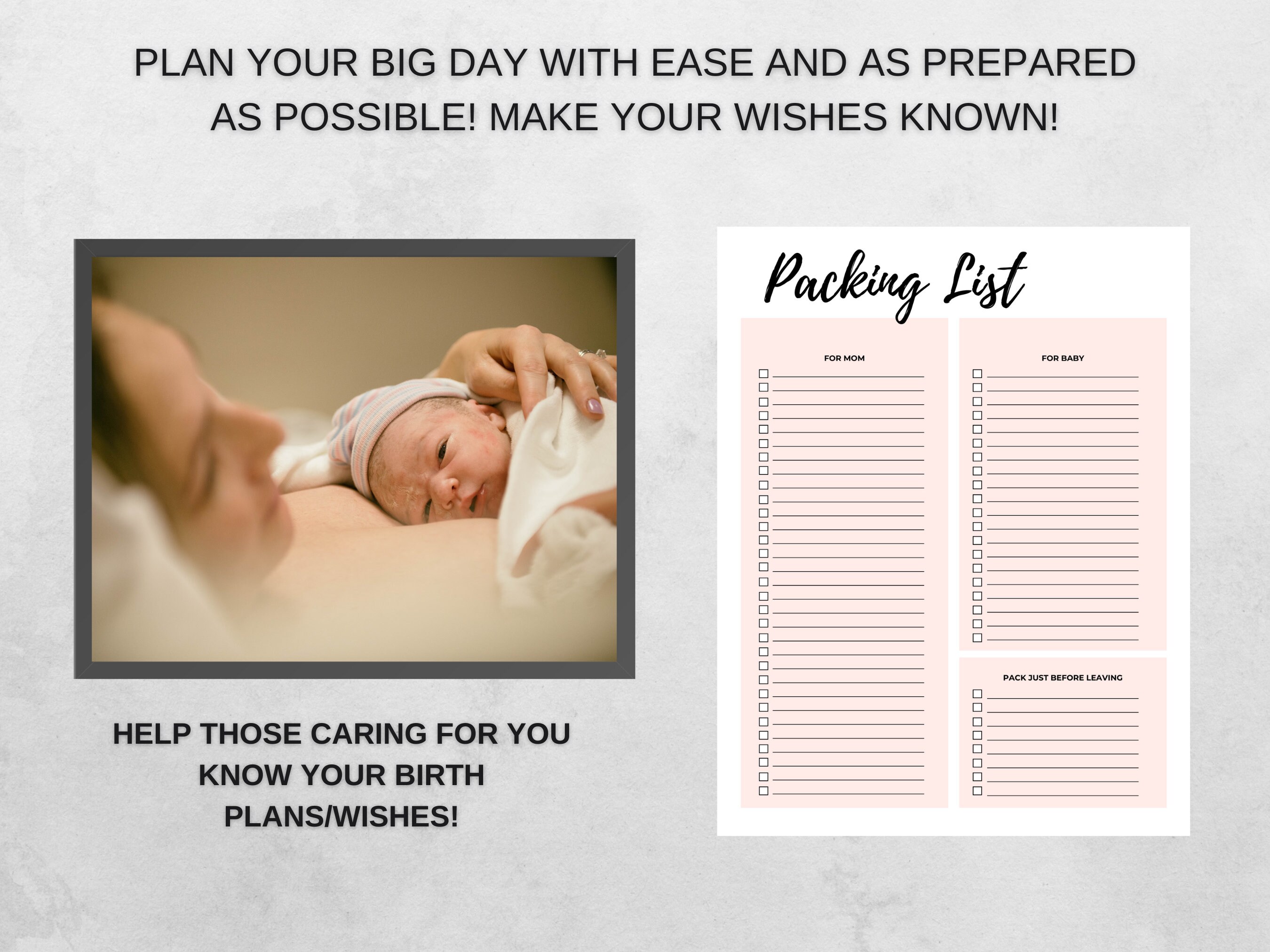 Birth Plan Template, Printable Birth Preferences, Birthing Plan ...