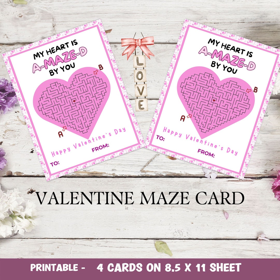 Maze Valentine Valentine Cards | Instant Download | Candy Valentine ...