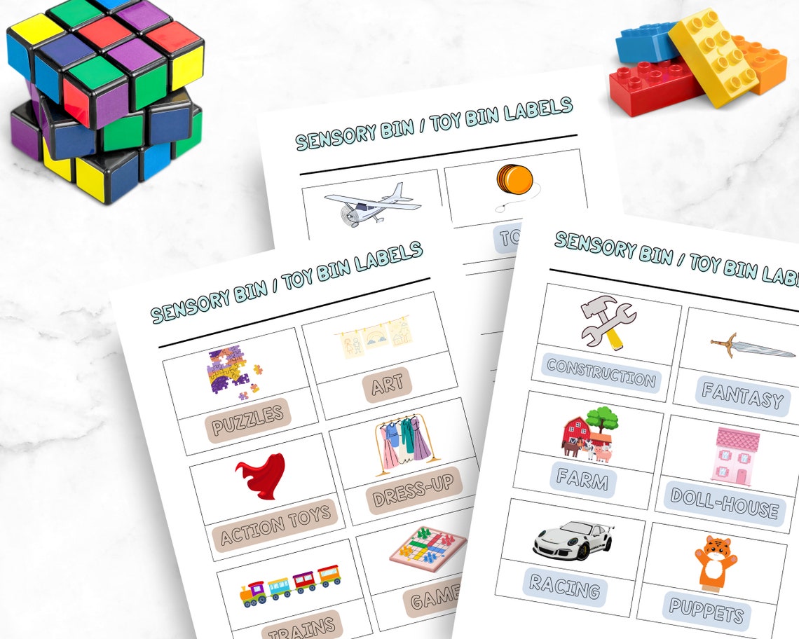 Toy Bin Labels, Sensory Bin Label, Visual Cues, Preschool Playroom ...