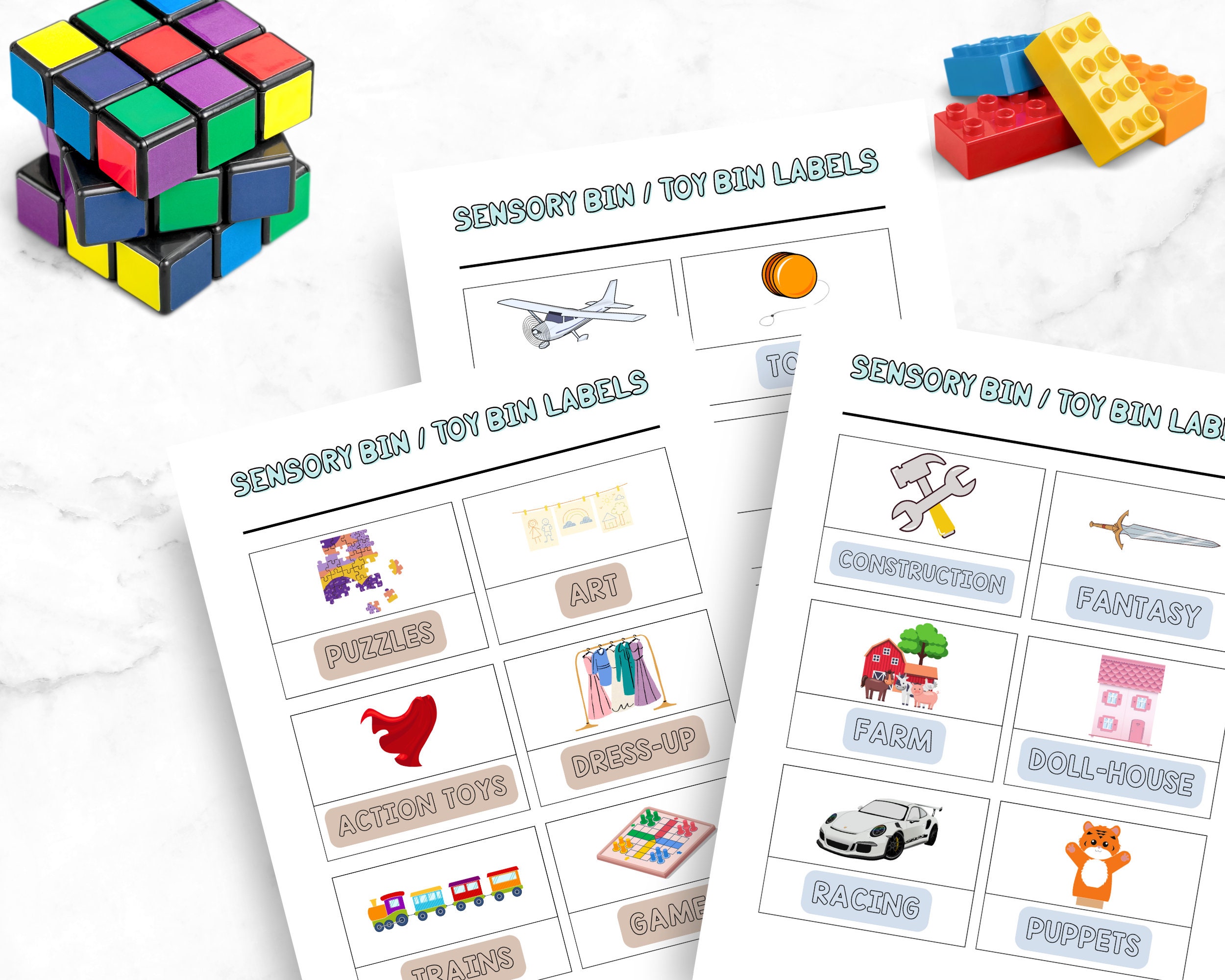 Toy Bin Labels, Sensory Bin Label, Visual Cues, Preschool Playroom ...