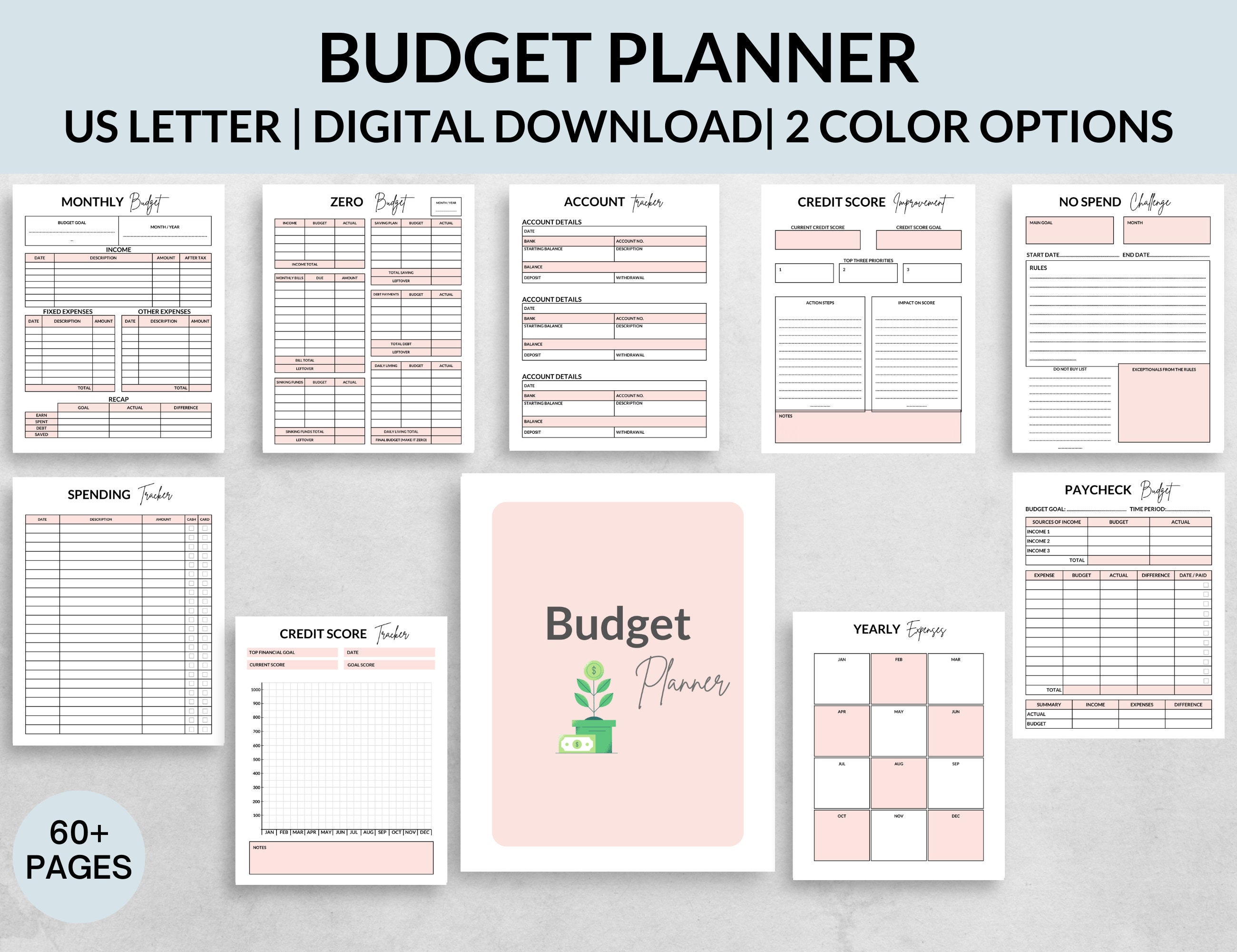 Budget Printable Planner Kit With Over 60 Pages Weekly Budget Template ...