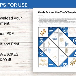 New Year's Joke Fortune Teller, Holiday Cootie Catcher, Printable Paper ...