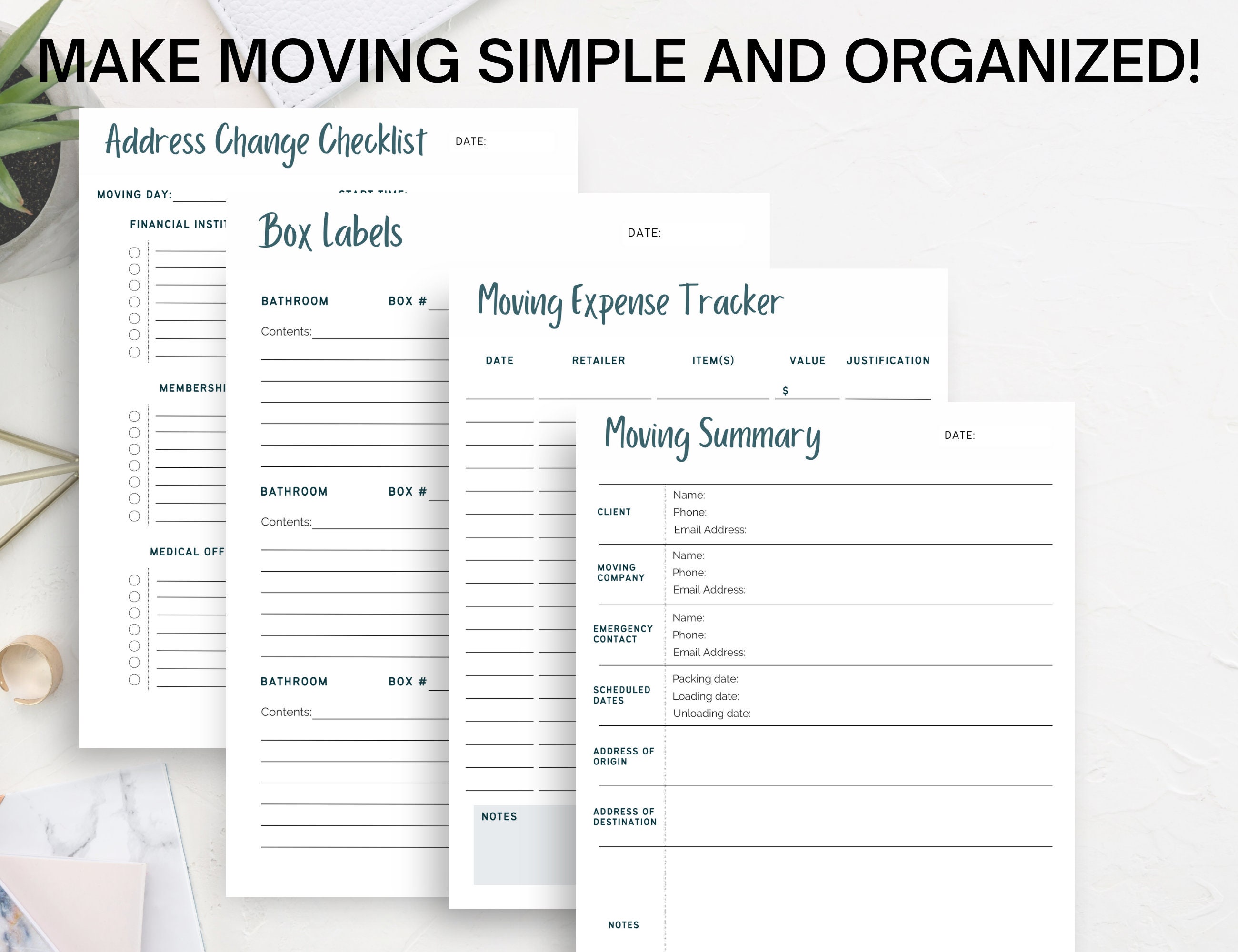 Moving Checklist | Moving Planner Kit | Moving Planner Bundle Printable ...