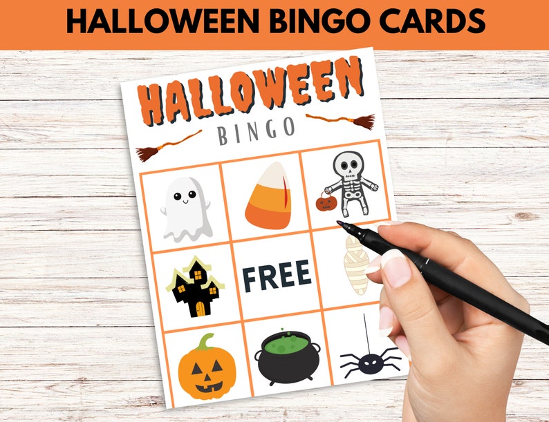 10 Halloween Bingo Cards, Printable Halloween Bingo, Kids Halloween ...